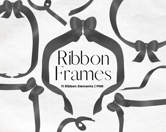 Black Ribbon Frame Clipart Ribbon Clipart Black Bow Digital | Etsy