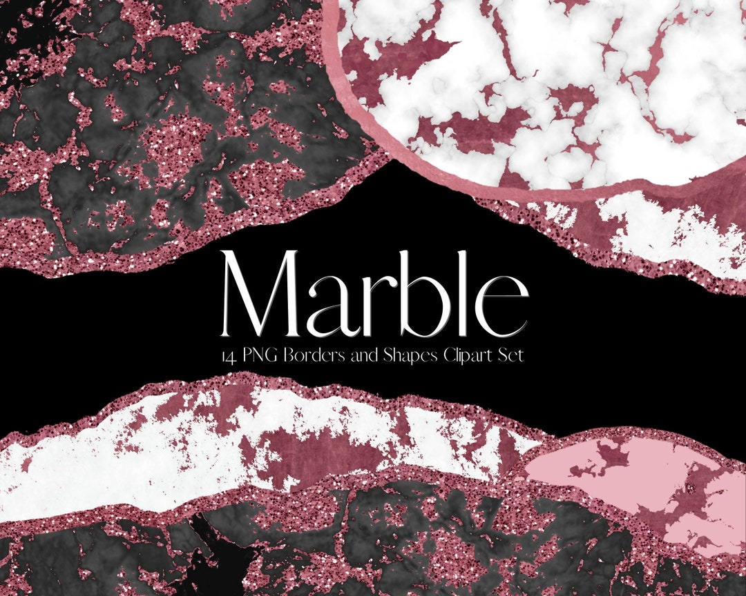 Rose Gold Marble Clipart, Glitter and Foil Marble Border Clip Art, PNG ...