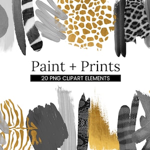 20 Safari Paint Brush Stroke Elements, Grey Black Clipart, Transparent ...