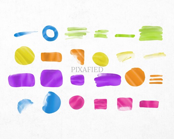 Digital Paint Clipart Neon Watercolour Brush Stroke Clipart Blue Pink ...