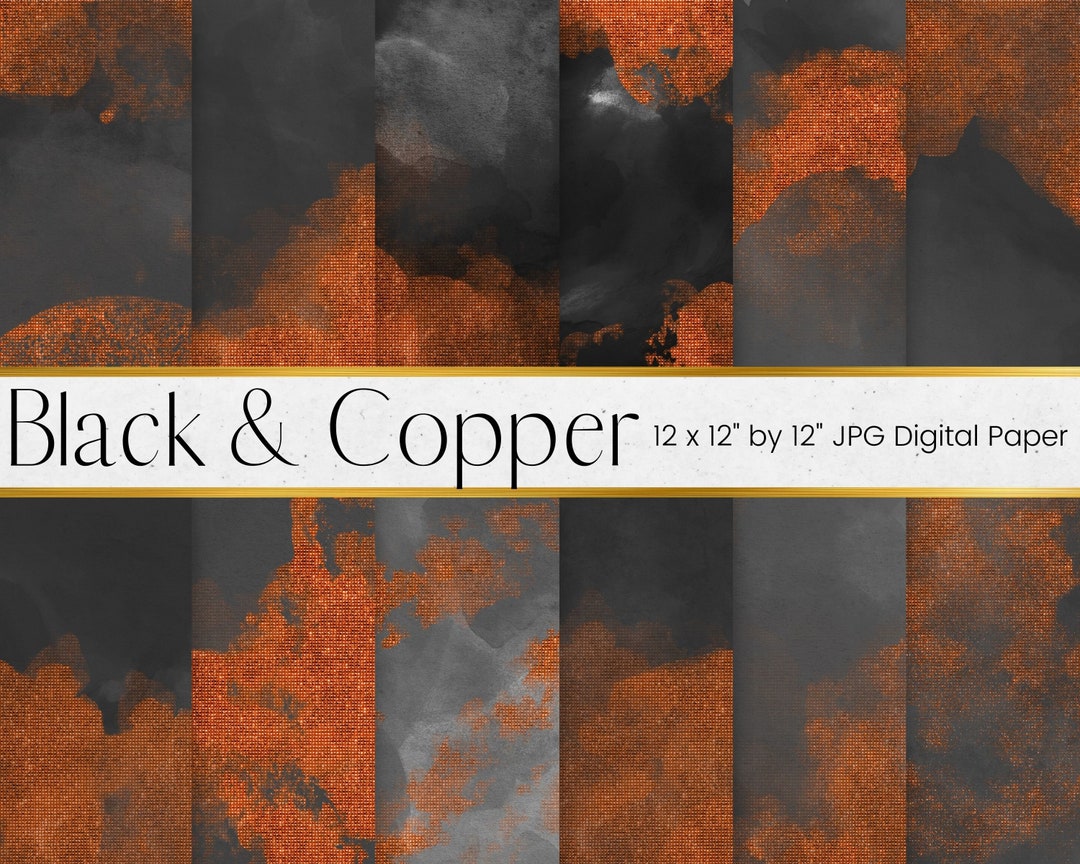 Black Watercolour and Copper Mesh Digital Paper Pattern, Modern Paint ...