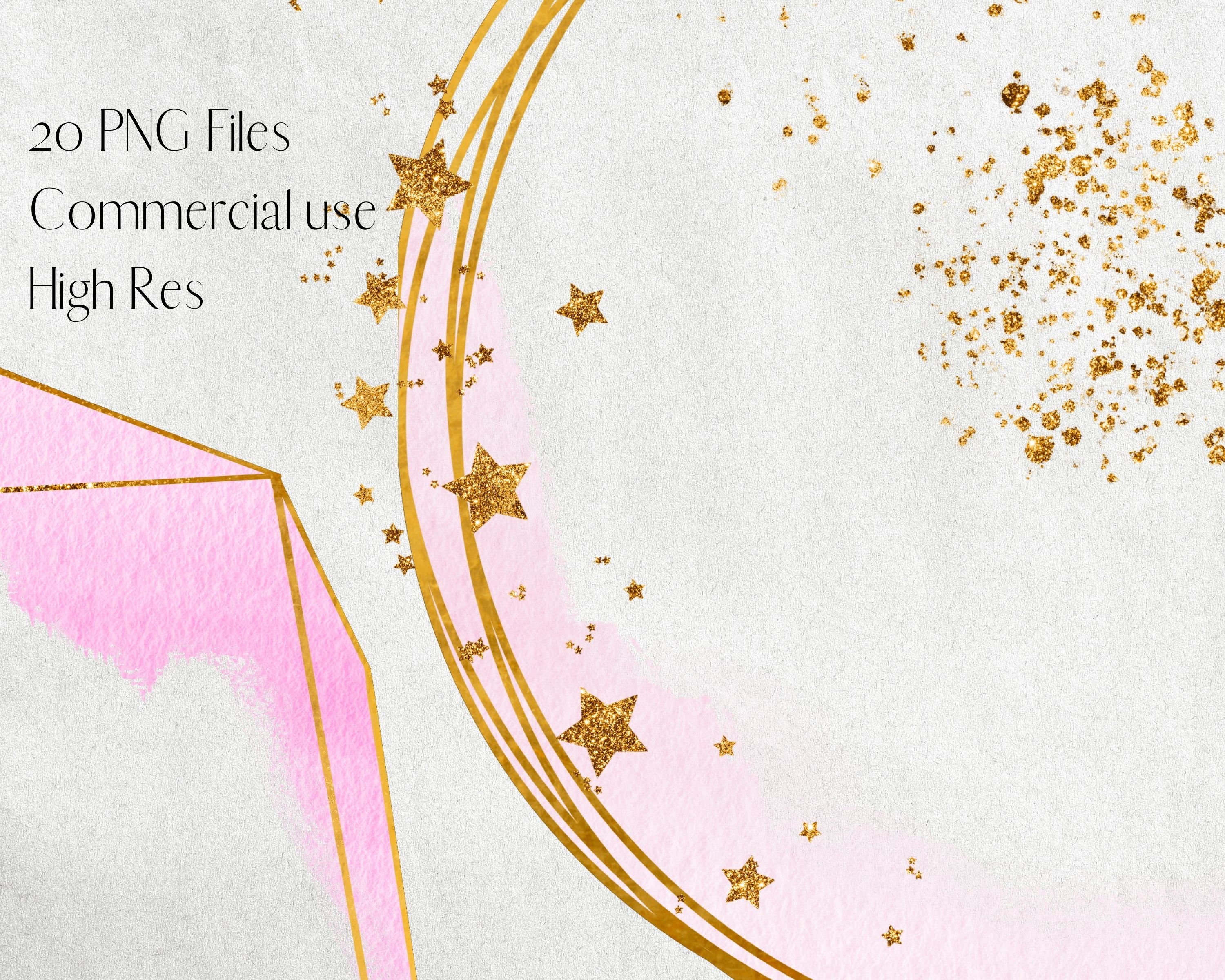 Gold Glitter and Watercolour Frame Clipart Pink frame PNG | Etsy