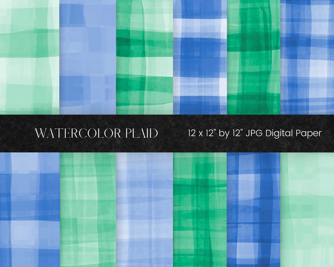 Colourful Watercolor, Plaid Digital Paper, Pink Yellow Tartan Pattern ...