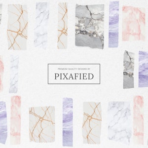 20 Marble Washi Tape Clip Art, White Pink Purple Digital Washi Tape ...