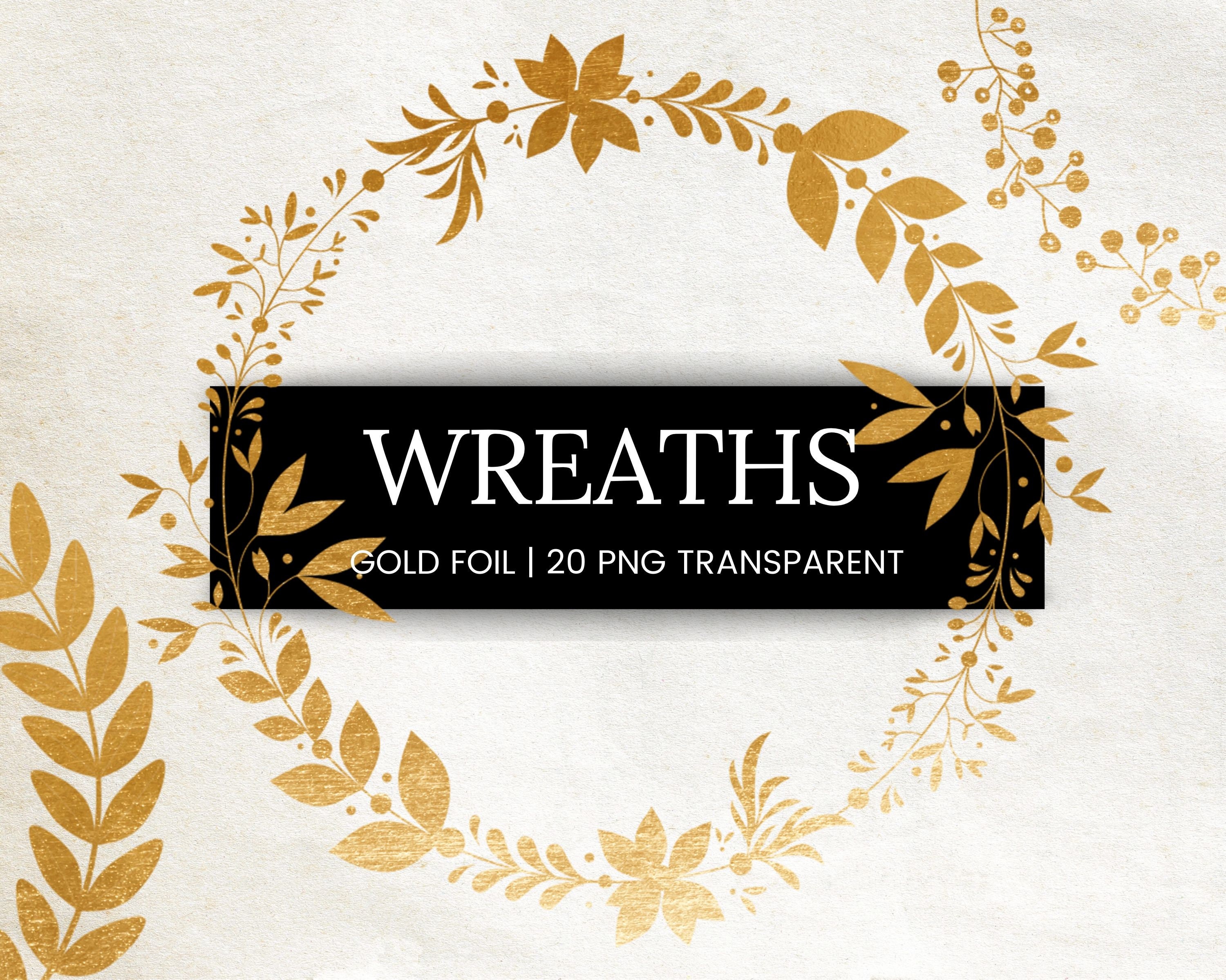 20 Gold Foil Frames and Wreaths Clipart Png Foil Circle Frame | Etsy