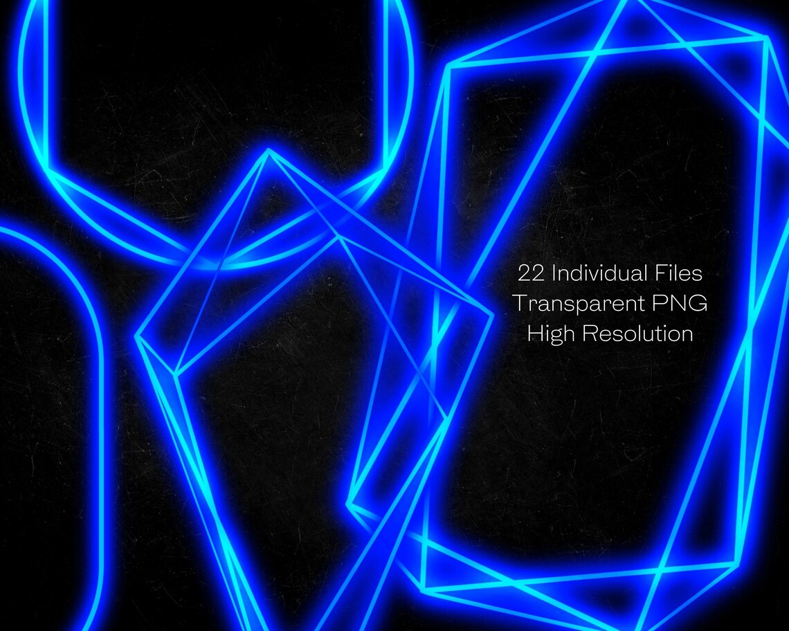 Blue Neon Frame Clipart Glowing Neon Clipart Overlay - Etsy