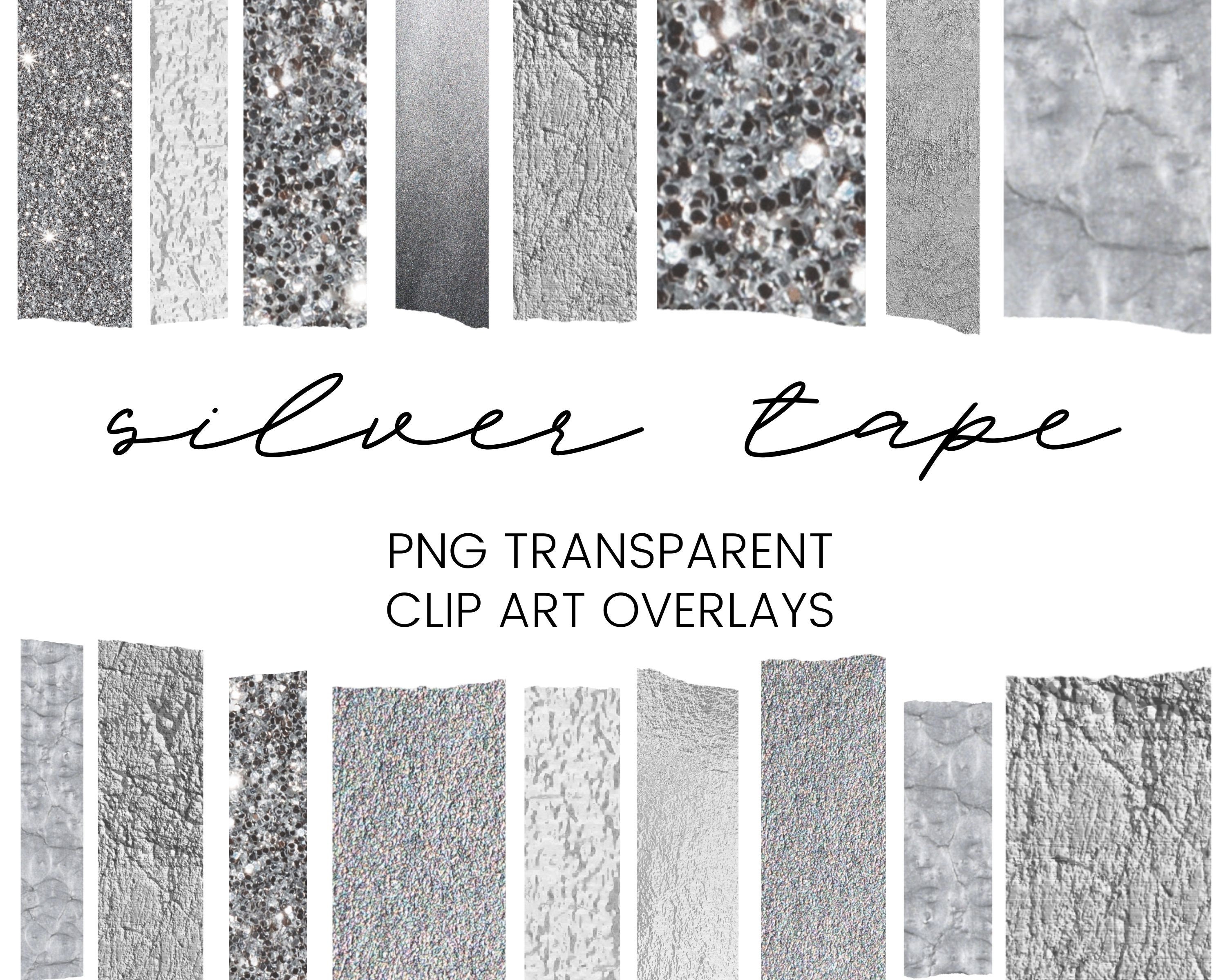 20 Silver Washi Tape Clip Art Digital Washi Tape Clipart Tape - Etsy