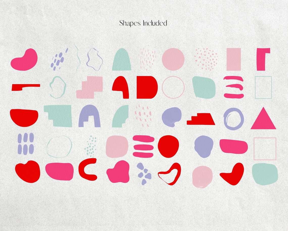 50 Abstract Shape Clip Art Modern Pink Purple Mint Pastel - Etsy Australia