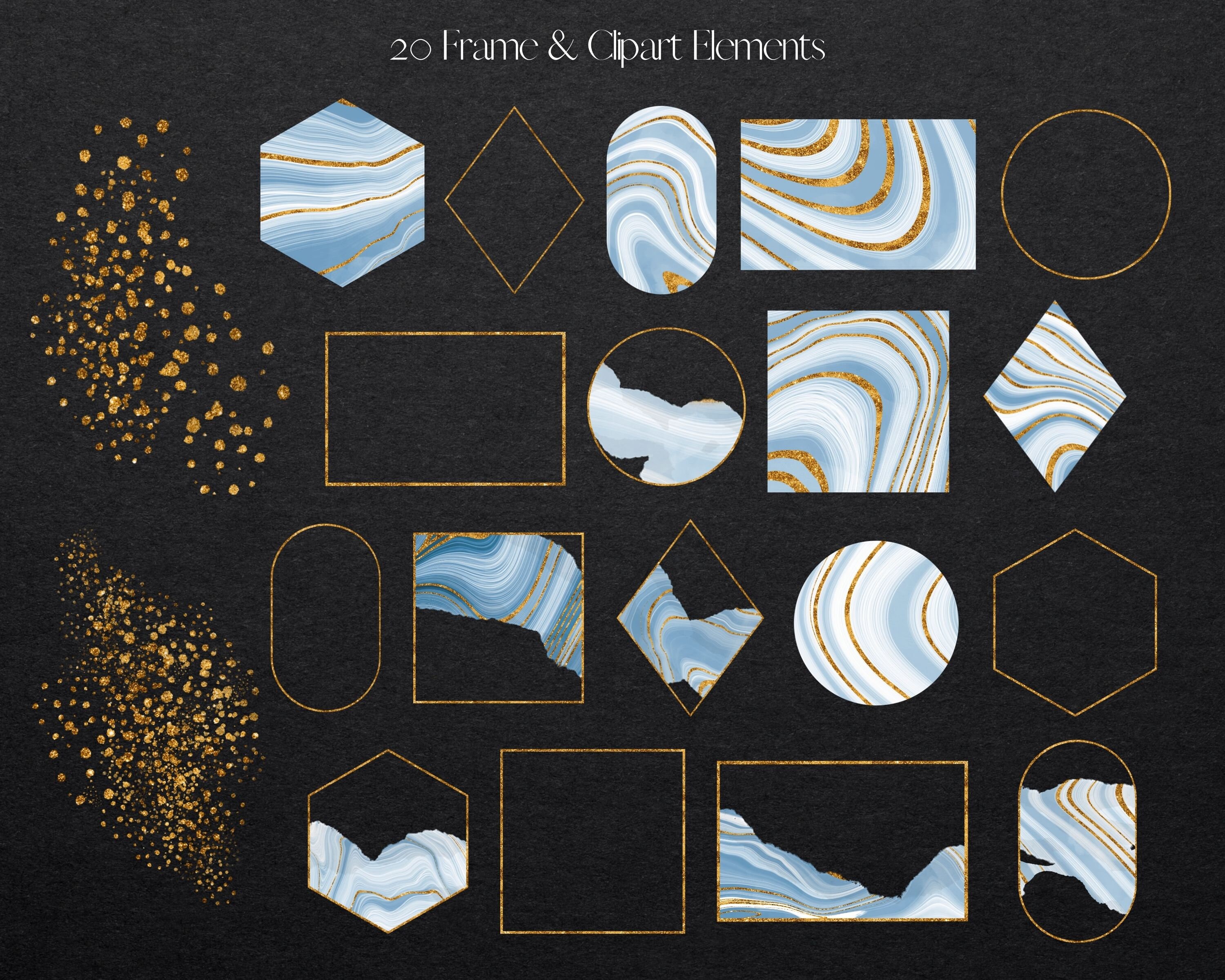 Blue Agate Frame Clipart Watercolour Geode PNG Border and - Etsy Ireland