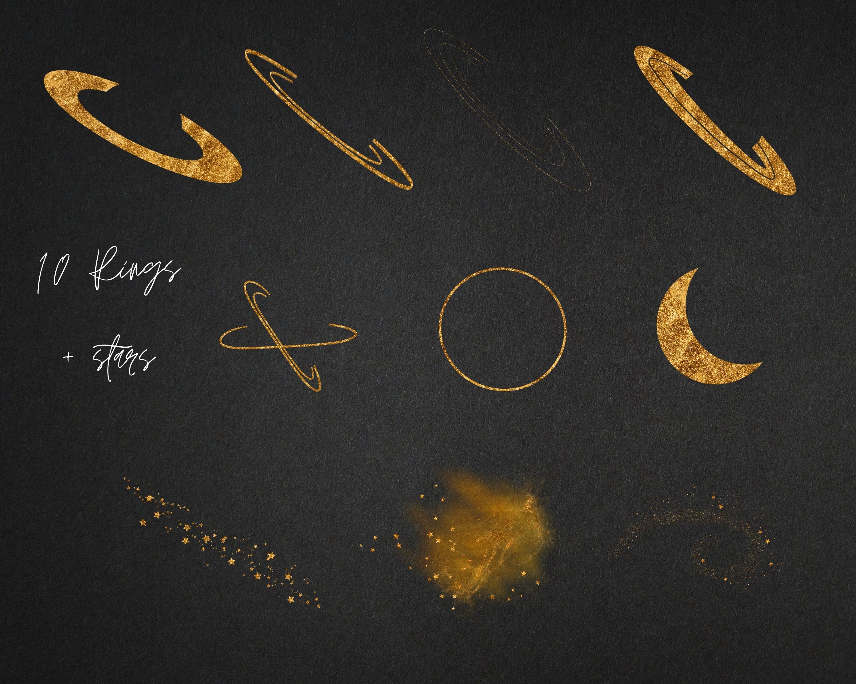 Gold Glitter Watercolour Planets Clipart PNG Cosmic Galaxy - Etsy