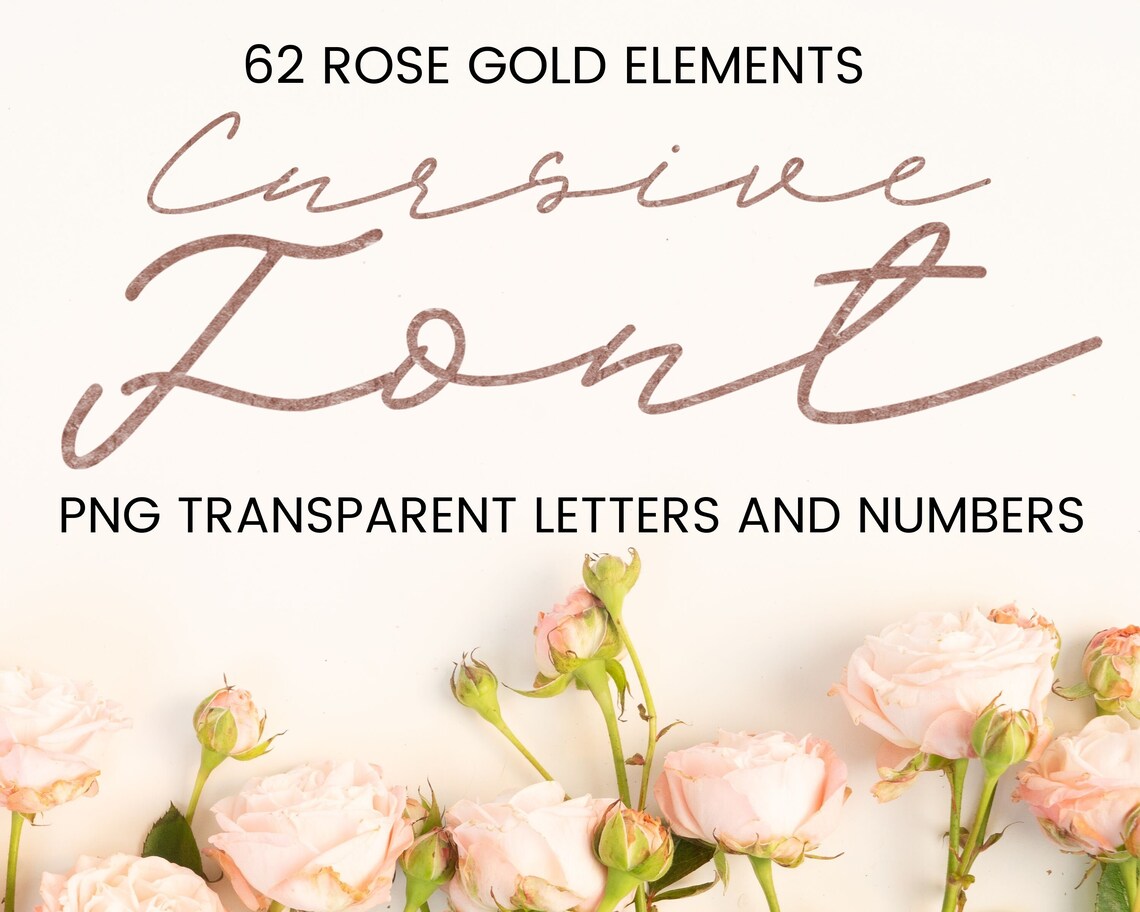 Rose Gold Calligraphy Font Cursive Letters ALPHABET Digital | Etsy
