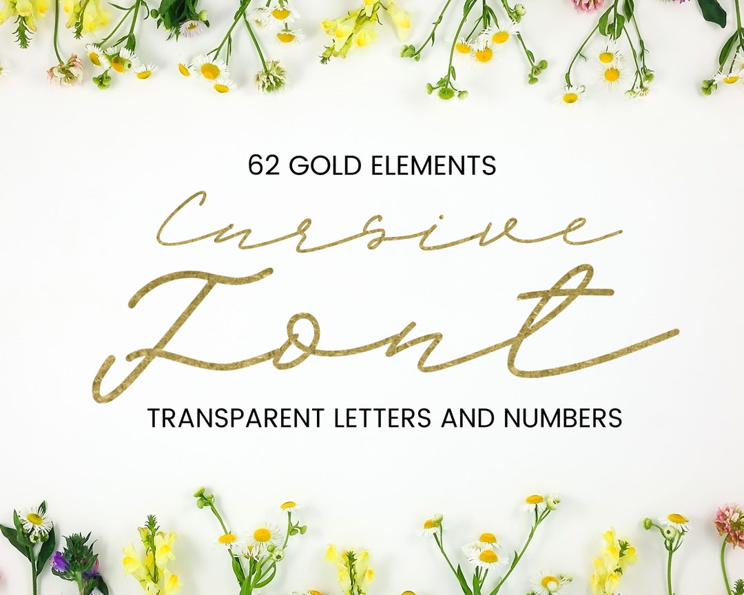 GOLD Calligraphy Font Cursive Letters ALPHABET Digital Clipart Letters ...