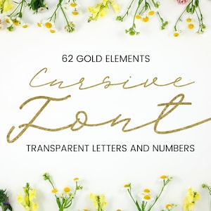 GOLD Calligraphy Font Cursive Letters ALPHABET Digital Clipart Letters ...