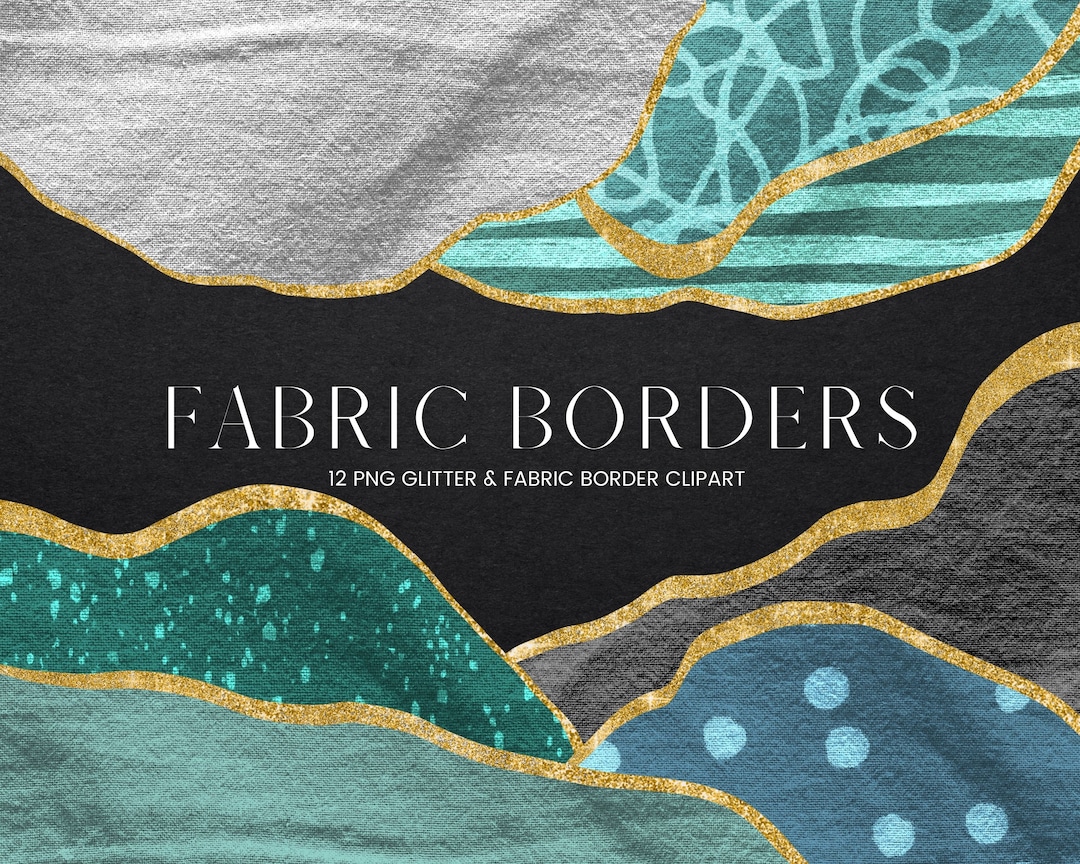 Blue Linen Fabric Border Clipart, Stripe Spot Pattern Border, PNG Gold ...