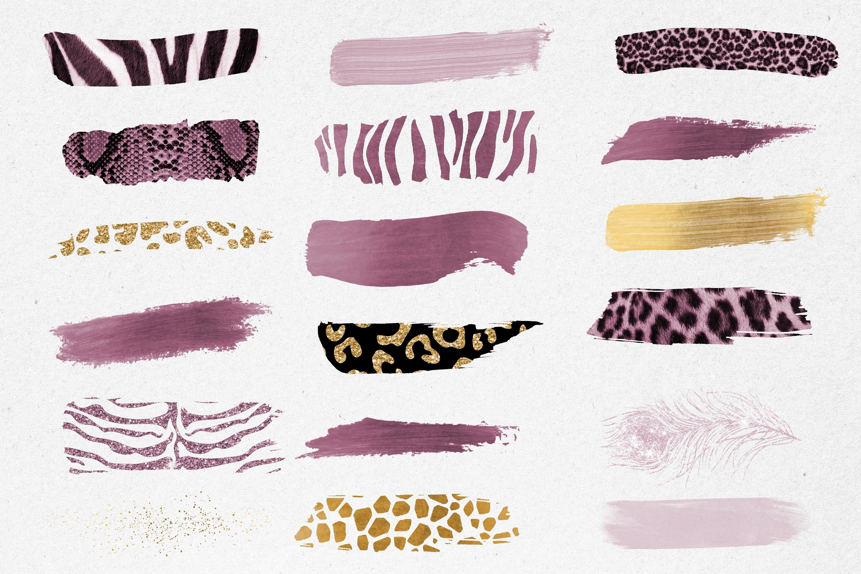 18 Safari Purple and Gold Brush Strokes Clipart Transparent - Etsy