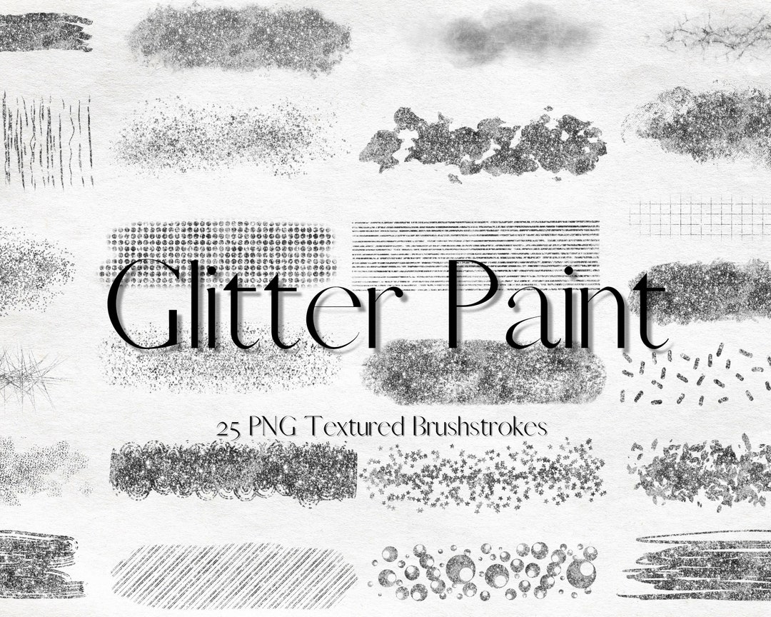 Silver Glitter Brushstroke Clipart, Modern Textured Glitter Paint Clip ...