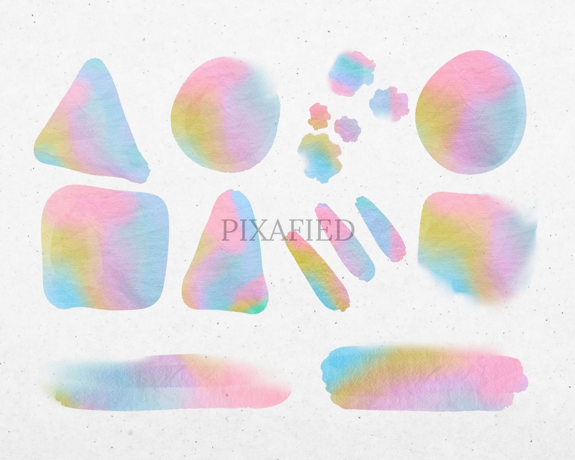 Rainbow Watercolor Brush Stroke Clip Art, PNG Gold Glitter Splatter ...