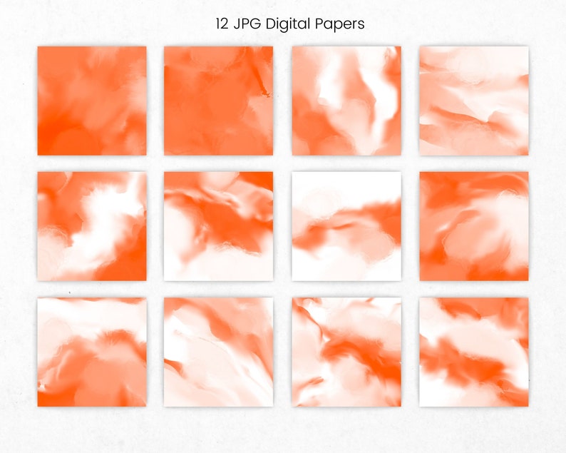 Watercolour Digital Paper, Orange Watercolor Washes Pattern, Background ...