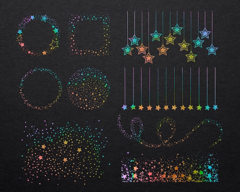 21 Rainbow Glitter Stars Clipart Set Rainbow Glitter Star - Etsy