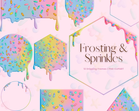 Dripping Frosting Frames With Sprinkles Clipart Square - Etsy
