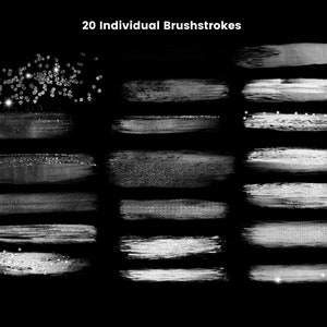 Black and Silver Glitter and Foil Brushstroke Clipart, Sparkling Brush ...