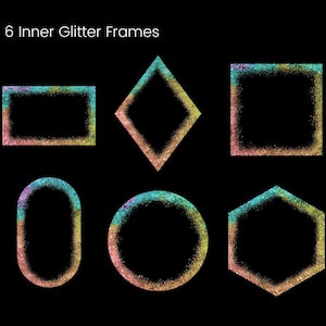 Rainbow Glitter Frame Clipart Set, Glitter Border Elements, Rainbow ...