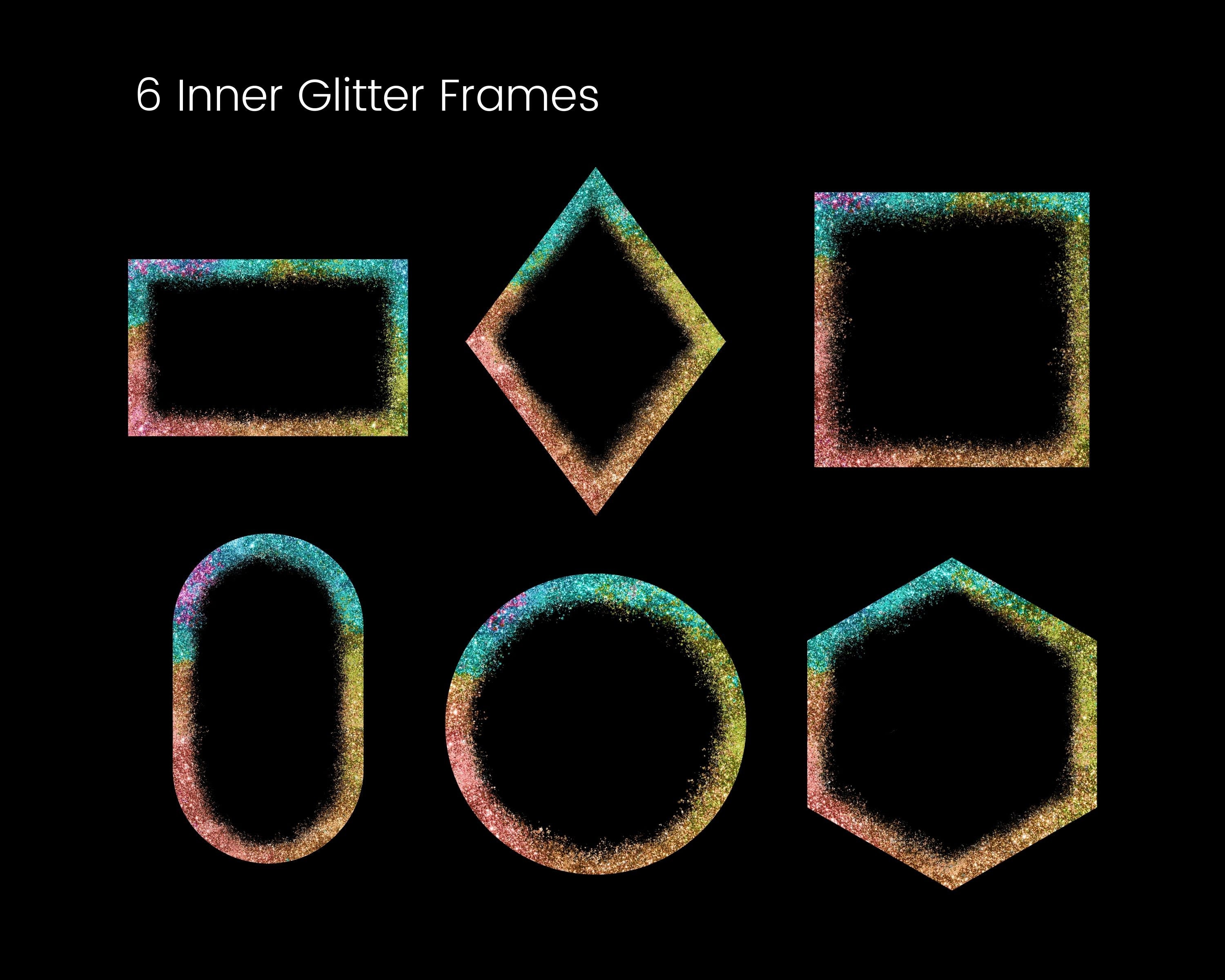 Rainbow Glitter Frame Clipart Set Glitter Border Elements - Etsy