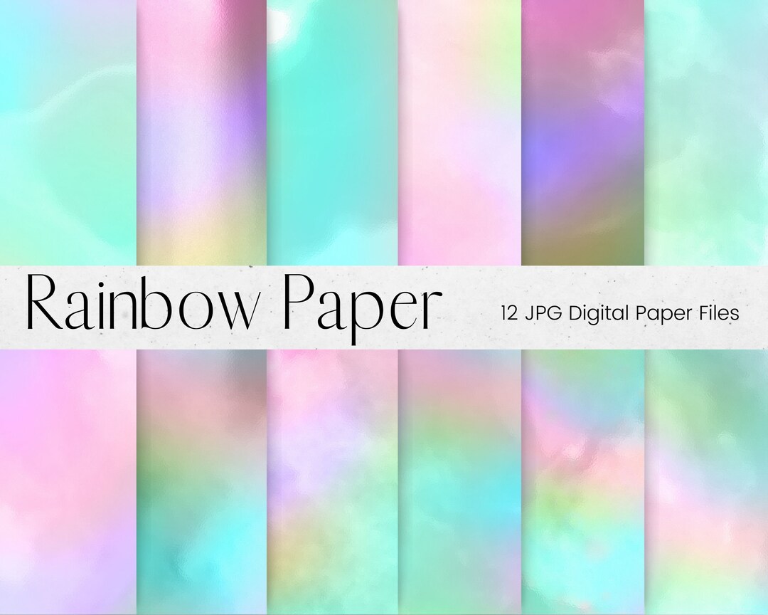 Rainbow Foil Digital Paper, Mermaid Rainbow Paper Pattern, Shimmer ...
