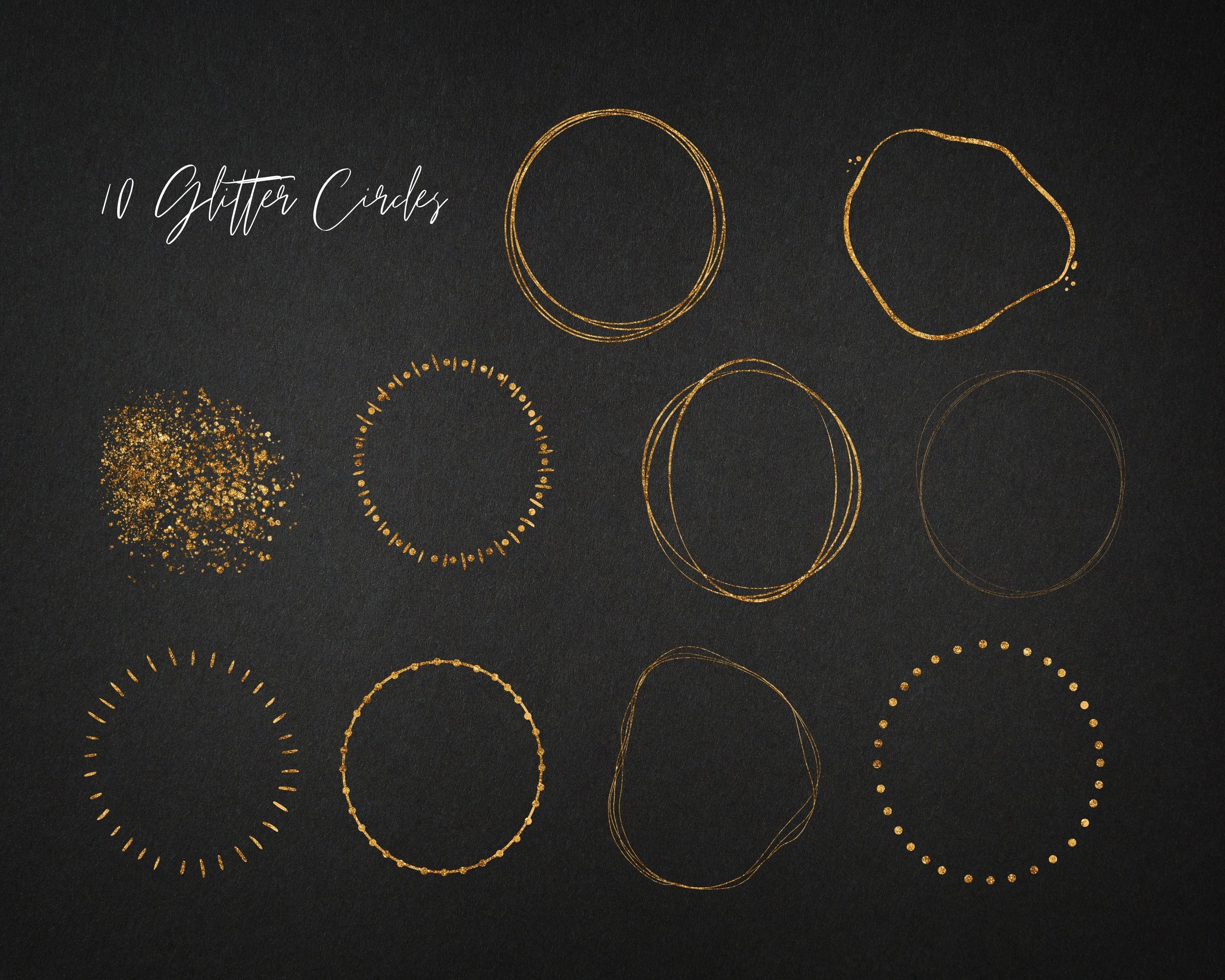 20 Rainbow Glitter Paint Clipart Gold Glitter Circle Frames | Etsy