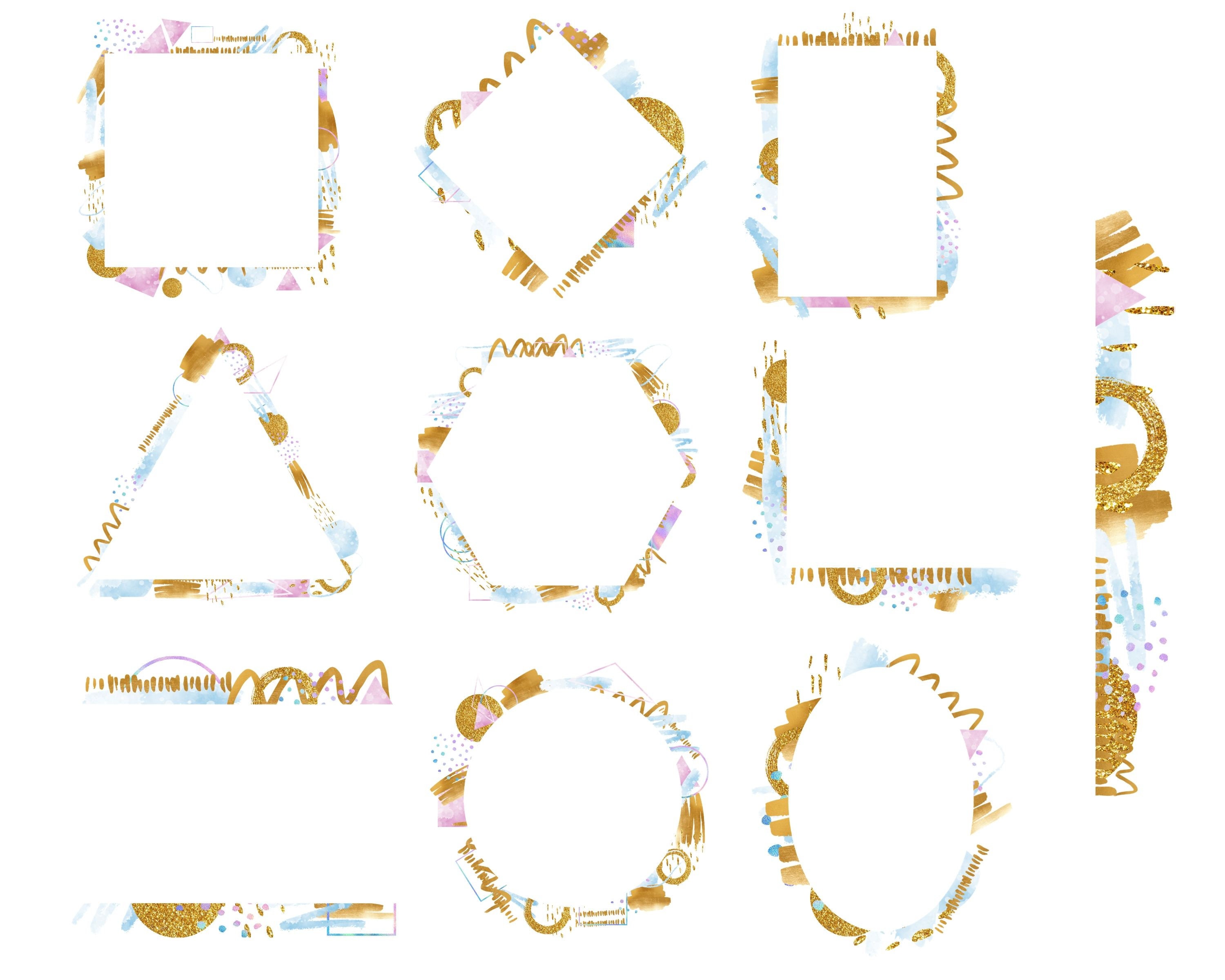 10 Abstract Shapes Mermaid Frame clipart Metal Pink Purple | Etsy