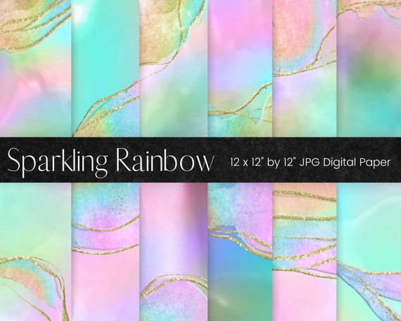 Rainbow Sparkling Digital Paper Glitter Textures Rainbow and - Etsy