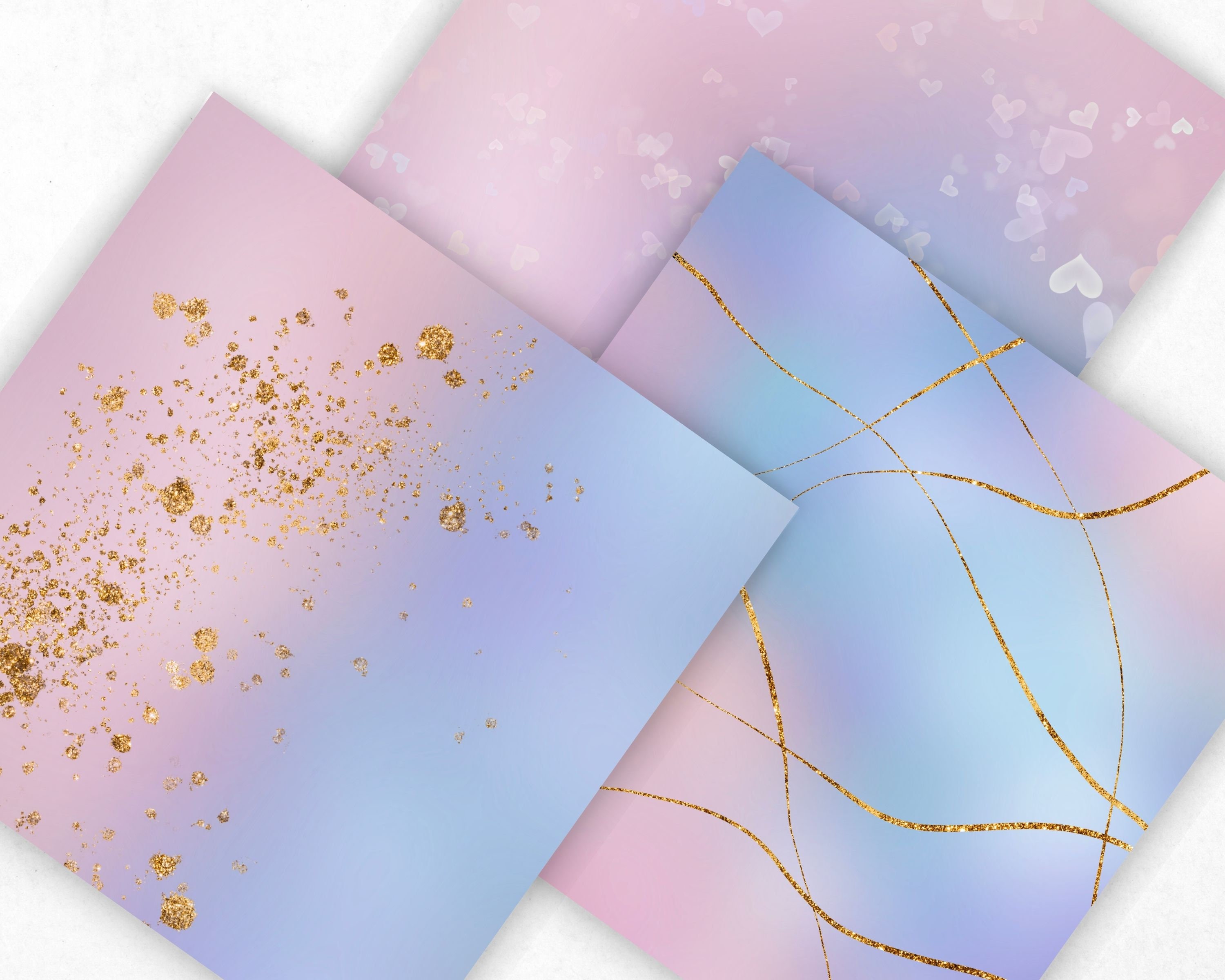 Pink and Purple Digital Paper Pattern Gold Glitter Scrapbook - Etsy