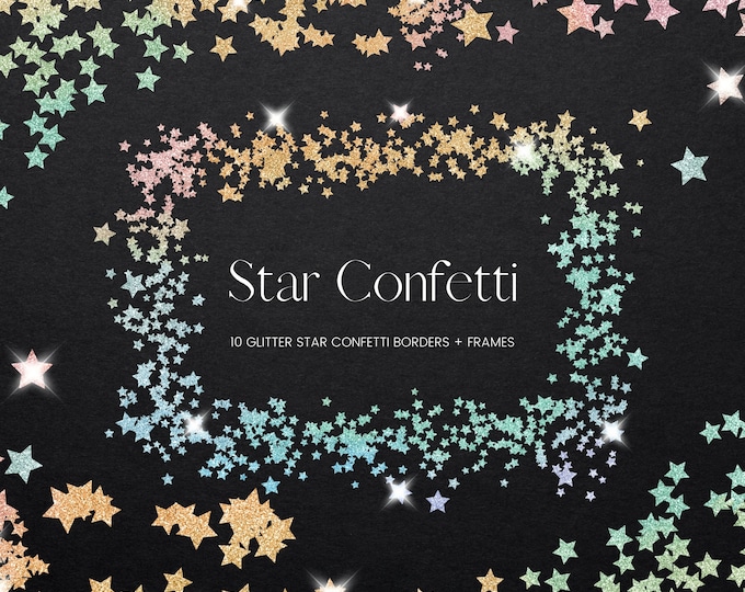 Glitter Stars Border | 30 Colors Glitter Stars Overlay Background ...