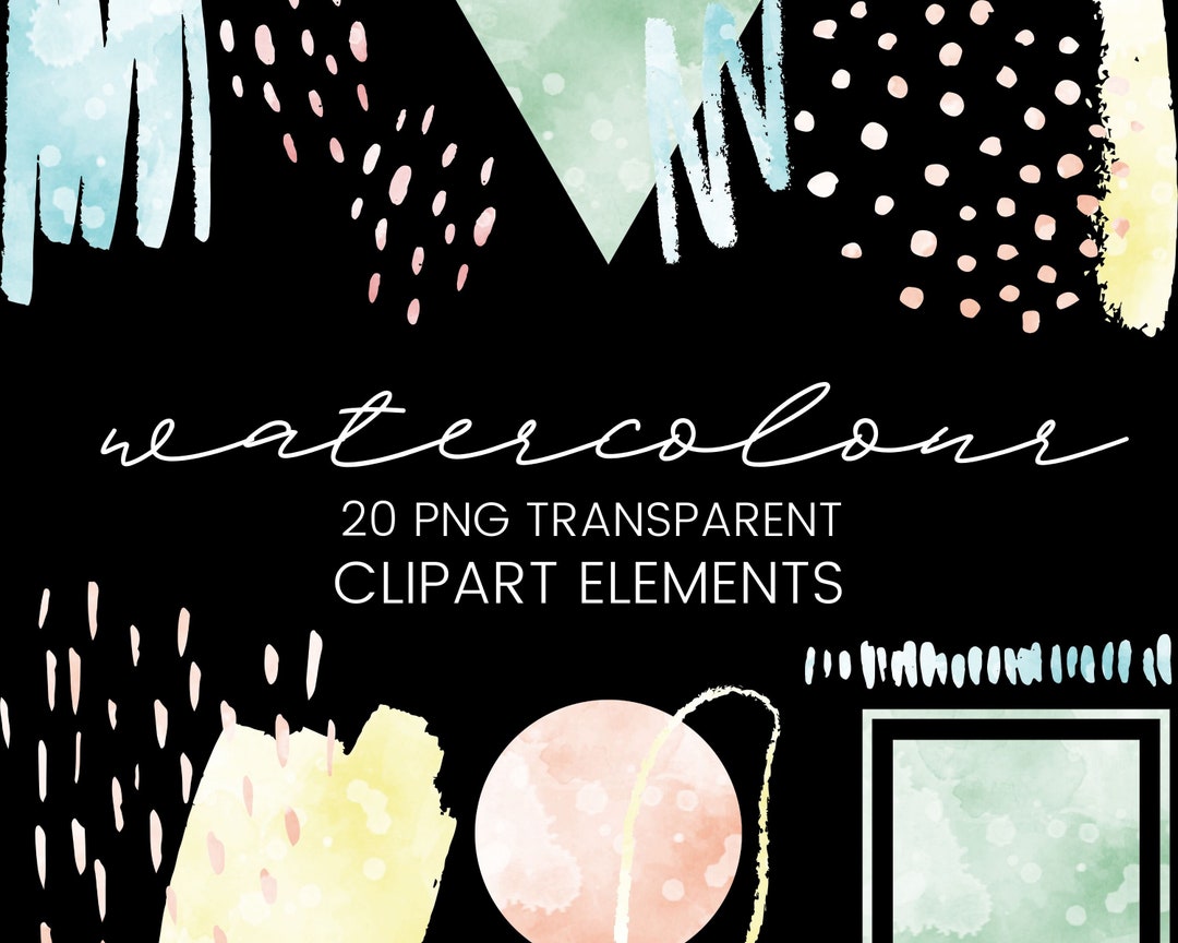 20 Watercolour Shape Elements Clipart Digital Circle Triangle, Square ...