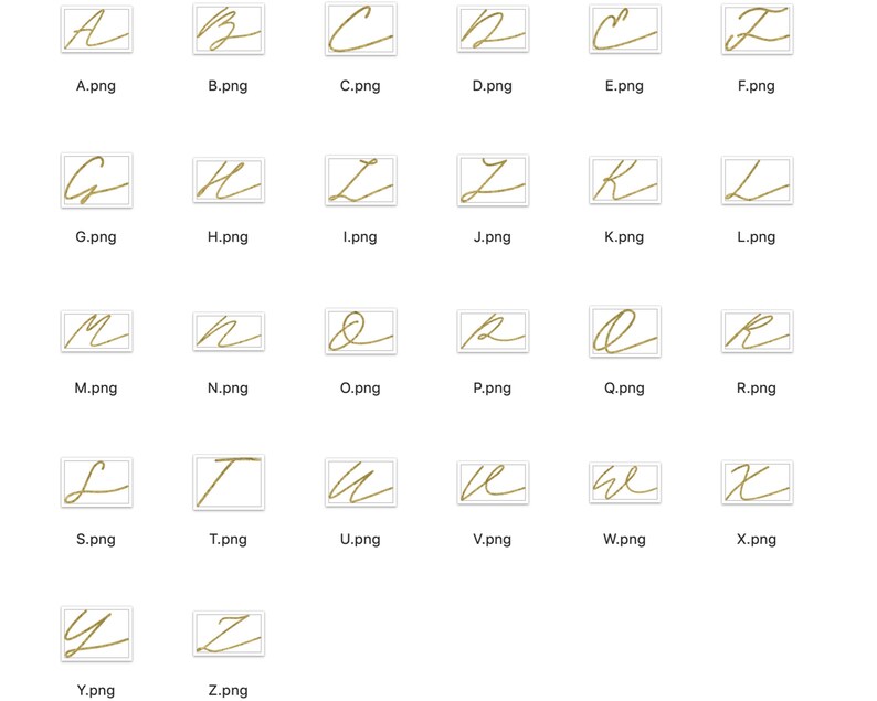 GOLD Calligraphy Font Cursive Letters ALPHABET Digital Clipart - Etsy