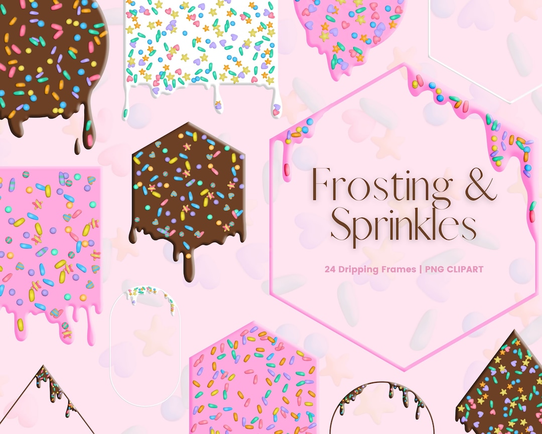 Dripping Frosting Frames With Sprinkles Clipart, Square, Circle Dipping ...