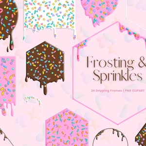 Dripping Frosting Frames With Sprinkles Clipart, Square, Circle Dipping ...