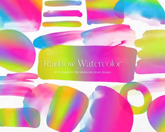 Rainbow Watercolour Brush Stroke Clipart Transparent PNG - Etsy