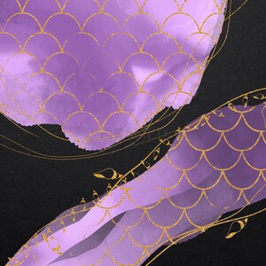 Mermaid Watercolour Border Clip Art,purple Watercolor Gold Glitter ...