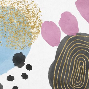 Modern Abstract Shapes Clipart, PNG Pink Blue Gold Glitter Shape ...