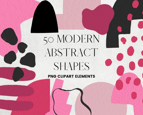 50 Abstract Shape Clip Art Modern Pink and Black Brushstroke - Etsy
