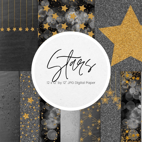 Black Wallpaper With Gold Stars - Etsy