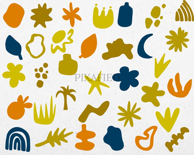 Abstract Boho Clipart, Bohemian Clipart Shapes, Modern Boho Collage ...
