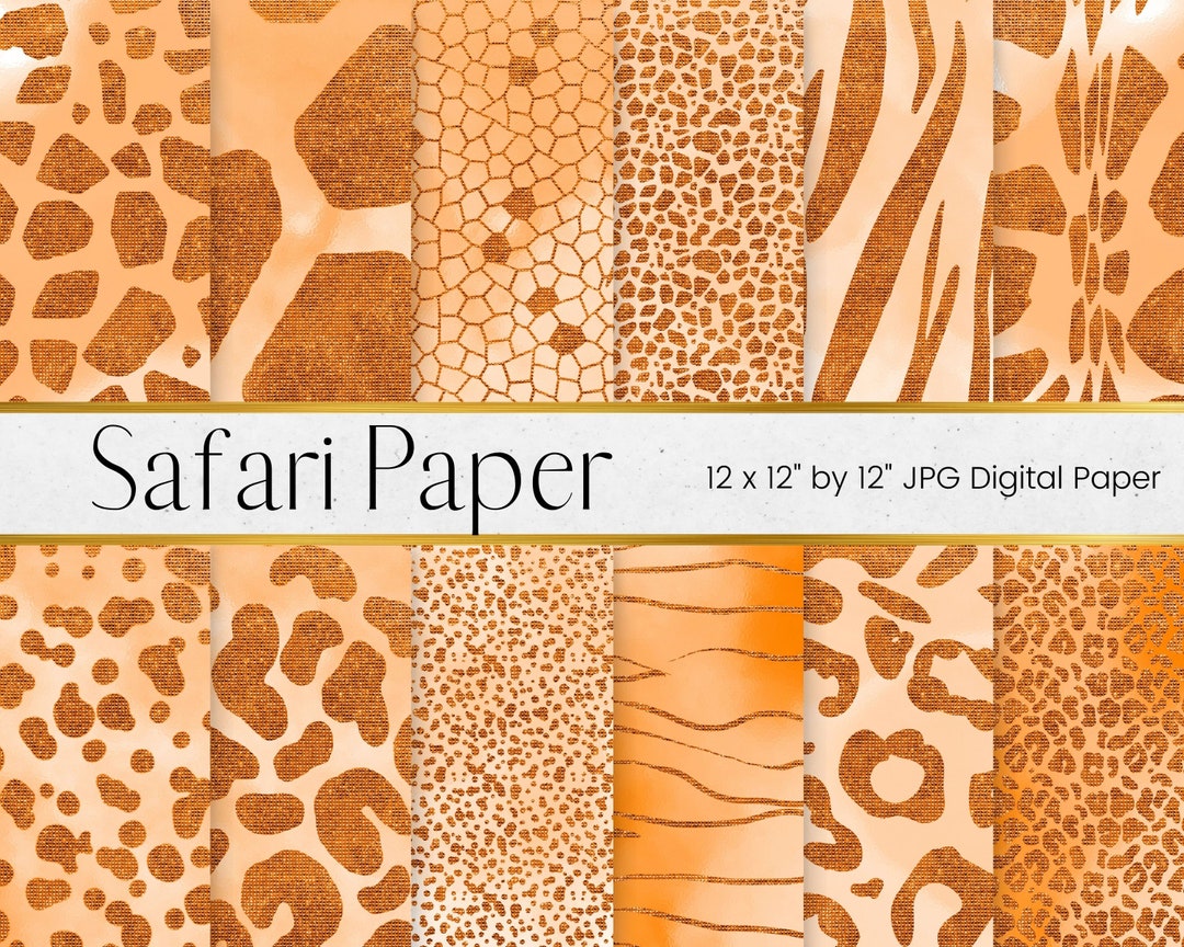 Copper Safari Animal Print Digital Paper, Leopard Print Pattern ...