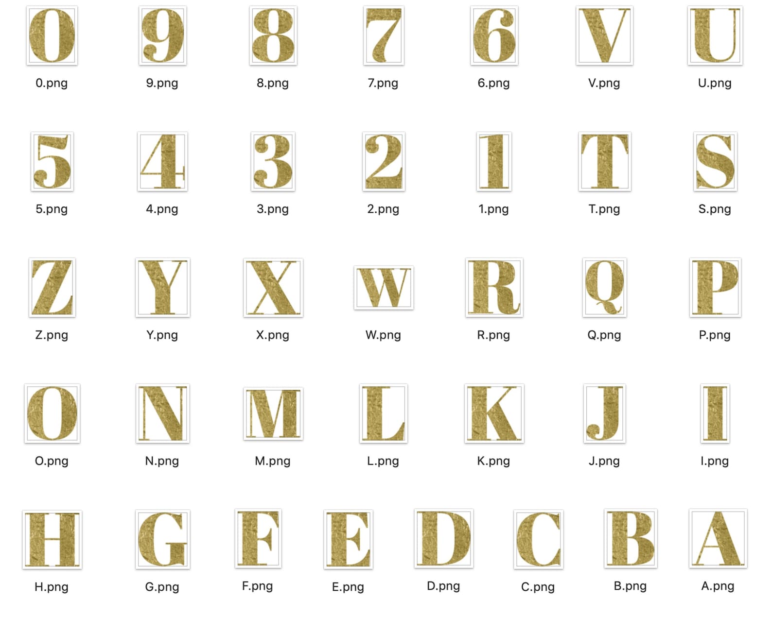 GOLD FOIL ALPHABET Digital Clipart Letters Numbers Printable | Etsy