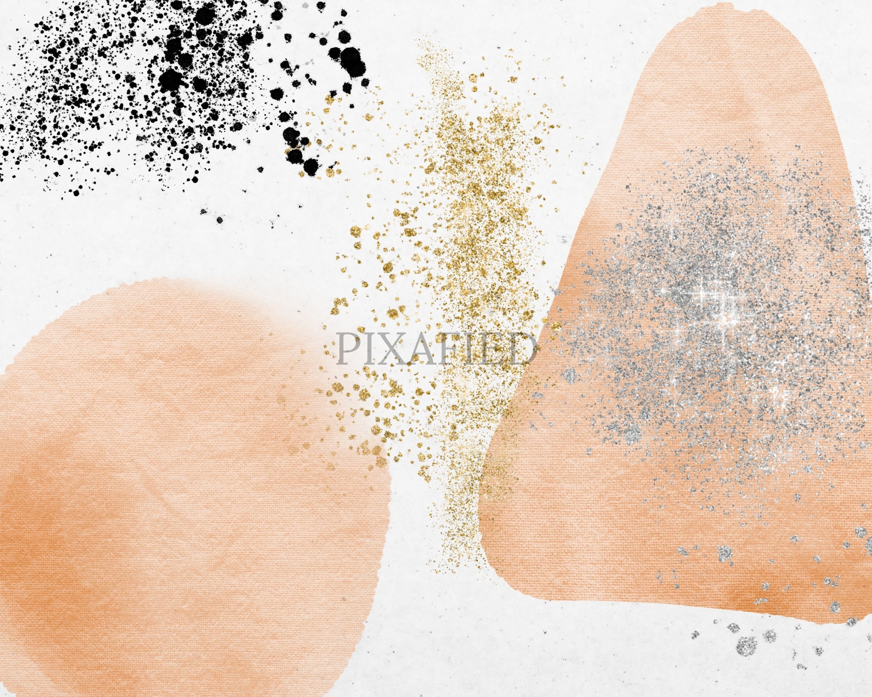 Orange Watercolor Brush Stroke Clip Art, PNG Gold Glitter Splatter ...