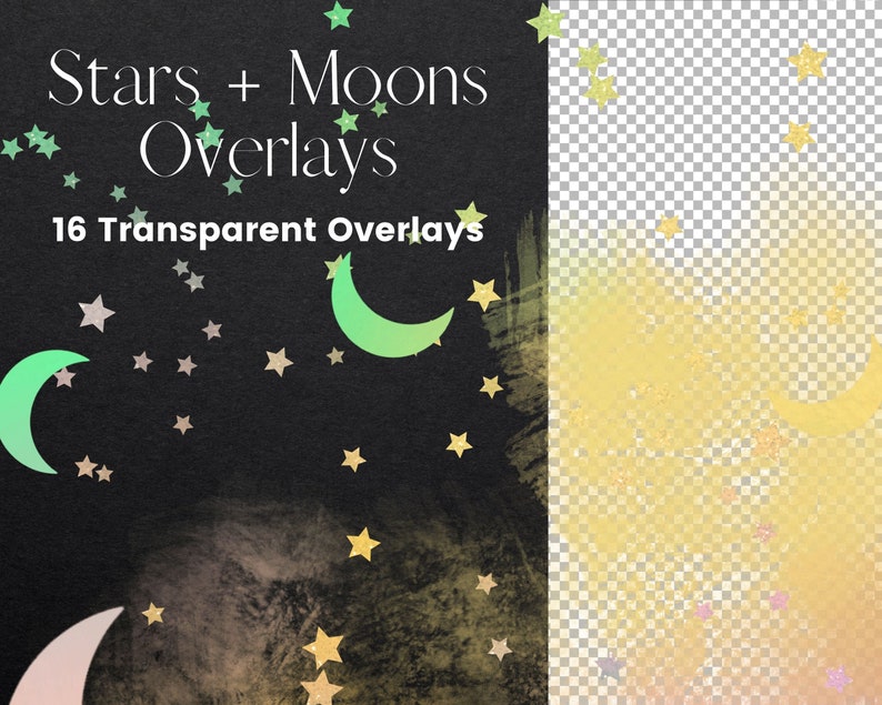 Pastel Stars and Moons Overlays, Rainbow Glitter and Foil Star Clipart ...