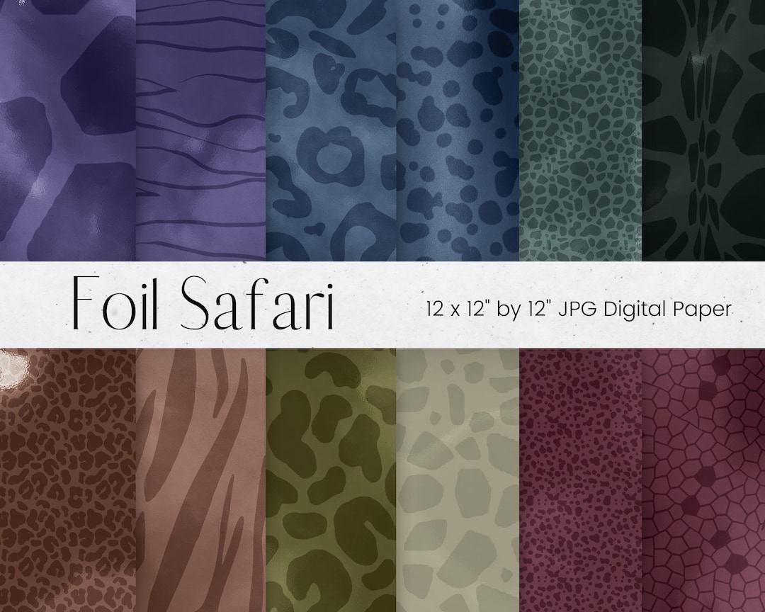 Safari Digital Paper, Metal Animal Print Texture, Dark Black Leopard ...
