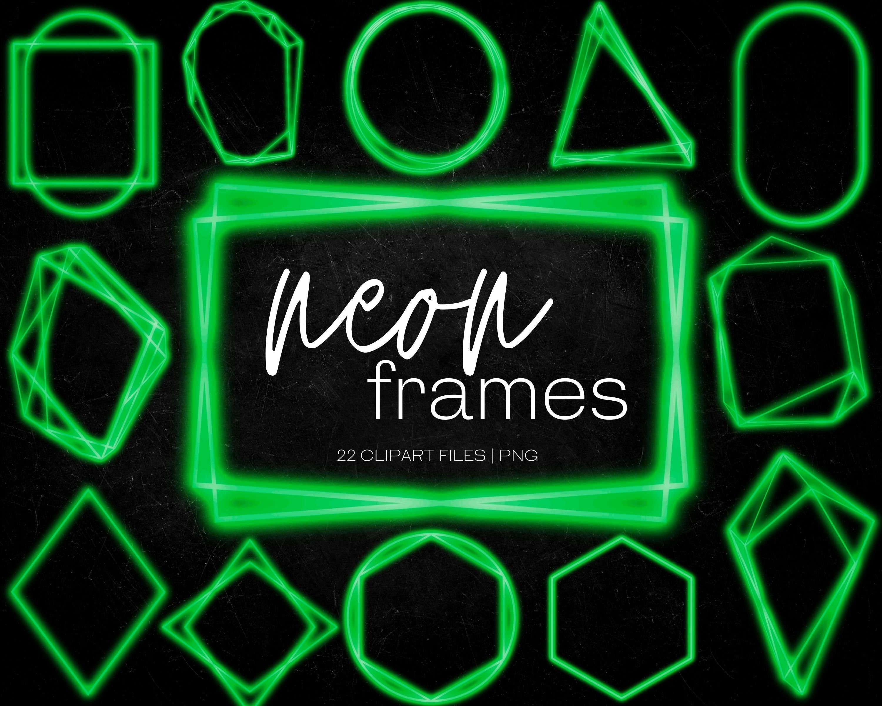 Green Neon Frame Clipart Glowing Neon Clipart Overlay - Etsy Australia