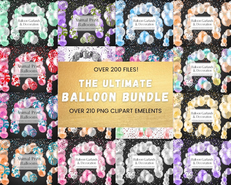 75% OFF Balloon Garland Bundle Clipart Mega Balloon Graphics - Etsy